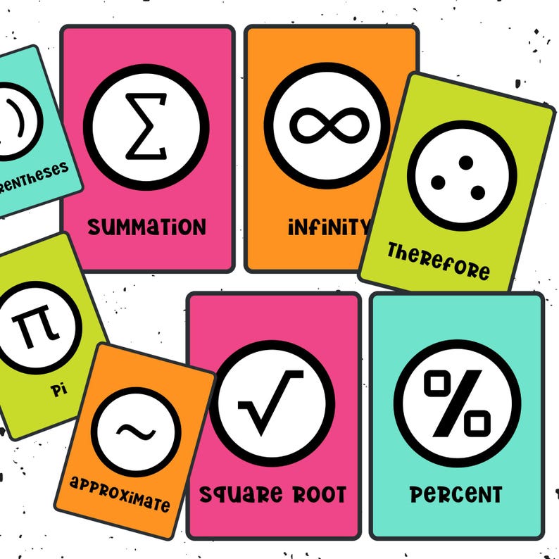Math Symbols Flash Cards, Math Symbols Posters - Pop of Positivity ...