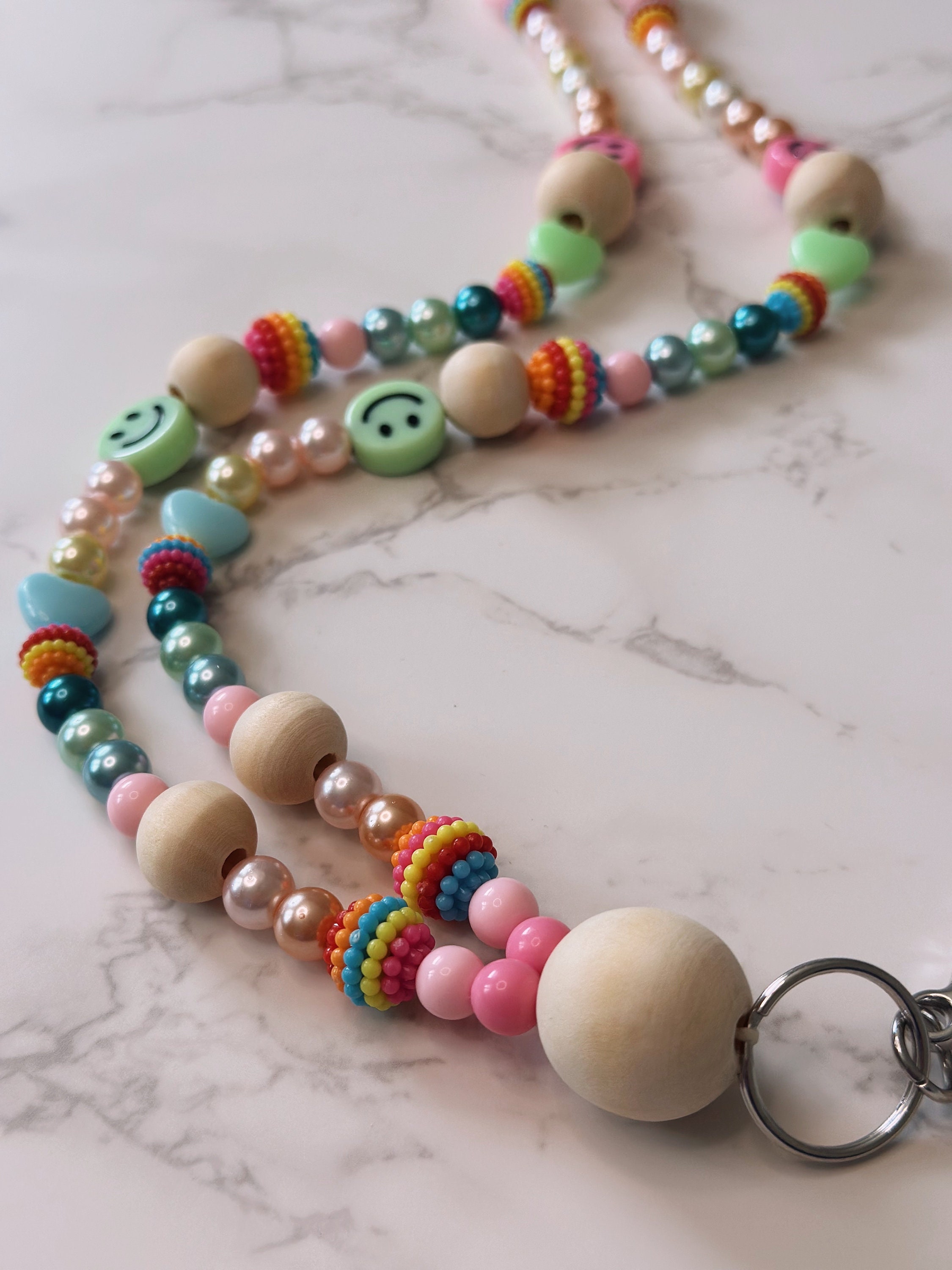 Candy Inspired Happy Teacher Lanyard Bright Colors and Smiley Faces - Etsy