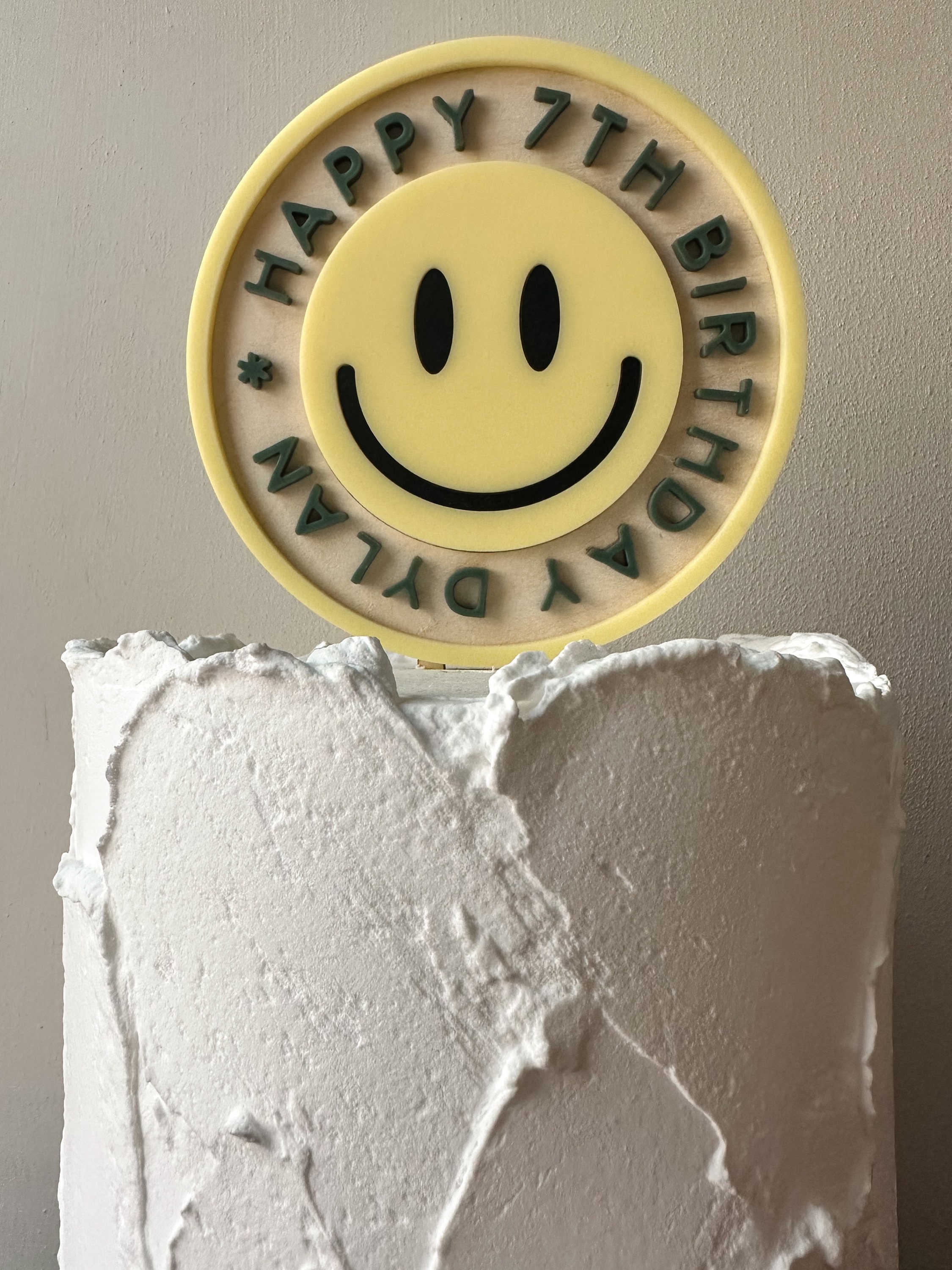 Happy Face Smiley Cake Topper Custom Matte Colors - Etsy