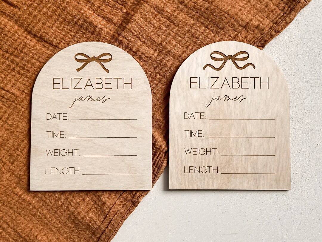 Dainty Bow Birth Announcement Sign Name Announcement Sign Newborn Photo ...