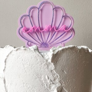 Iridescent Mermaid Shell Cake Topper | Custom Matte Colors | Under the ...