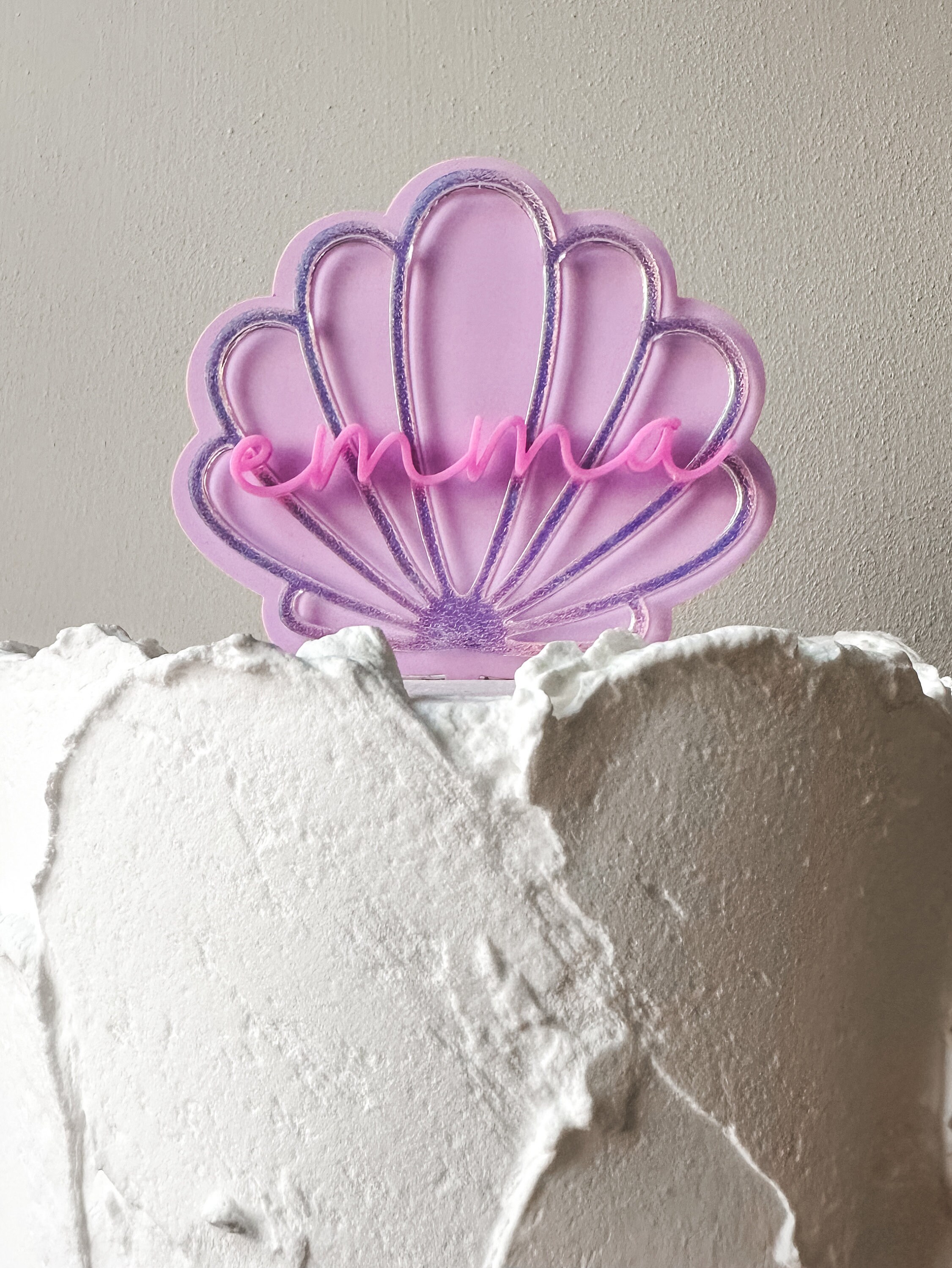 Iridescent Mermaid Shell Cake Topper Custom Matte Colors - Etsy