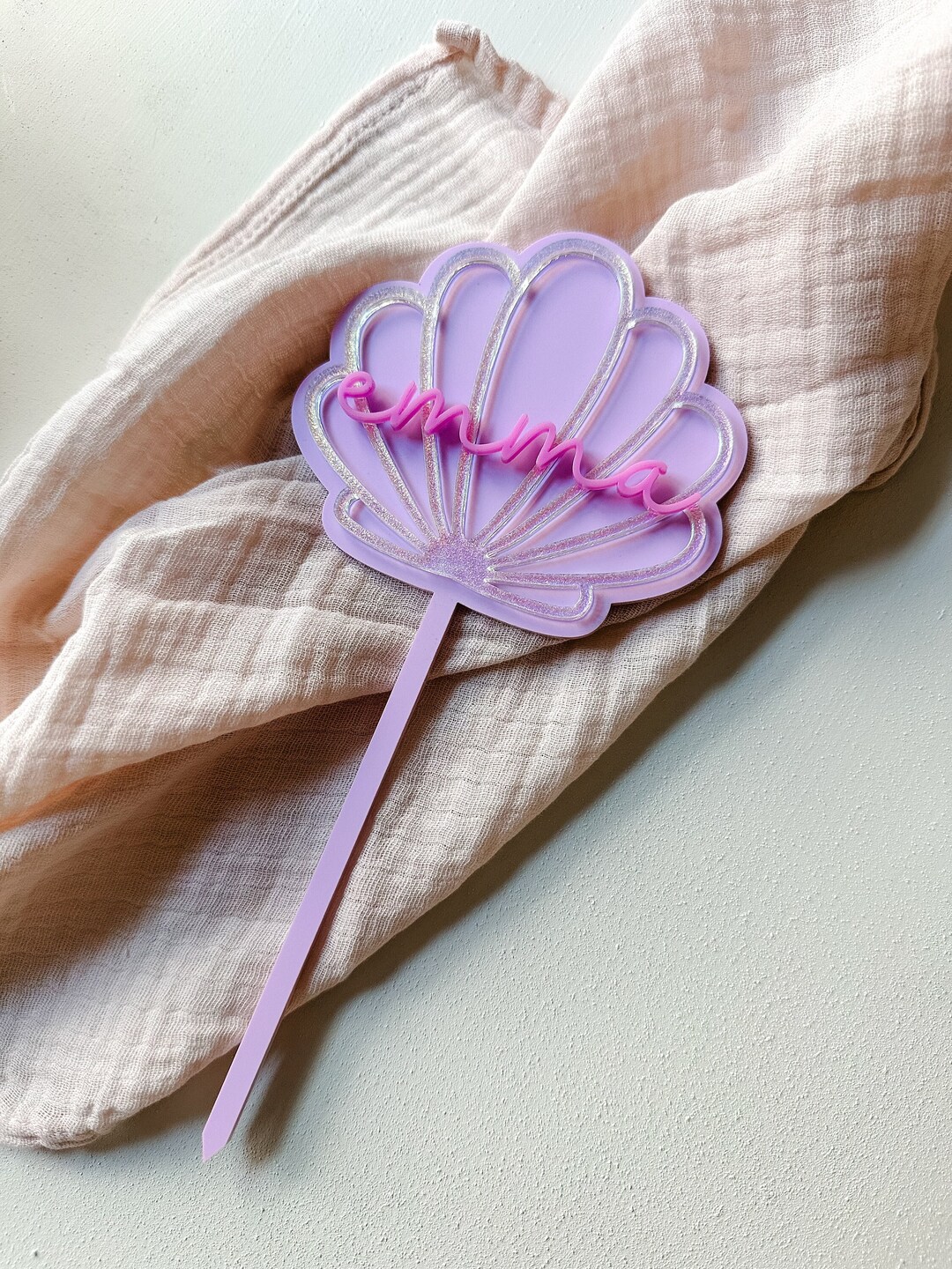 Iridescent Mermaid Shell Cake Topper | Custom Matte Colors | Under the ...