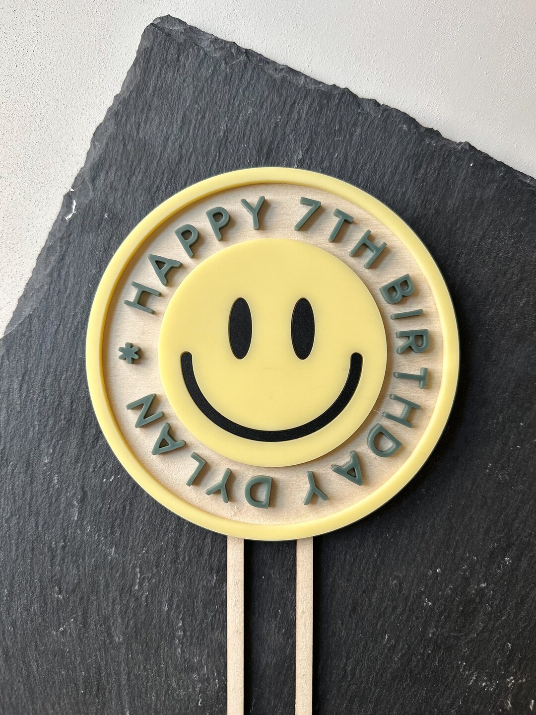 Happy Face Smiley Cake Topper Custom Matte Colors - Etsy
