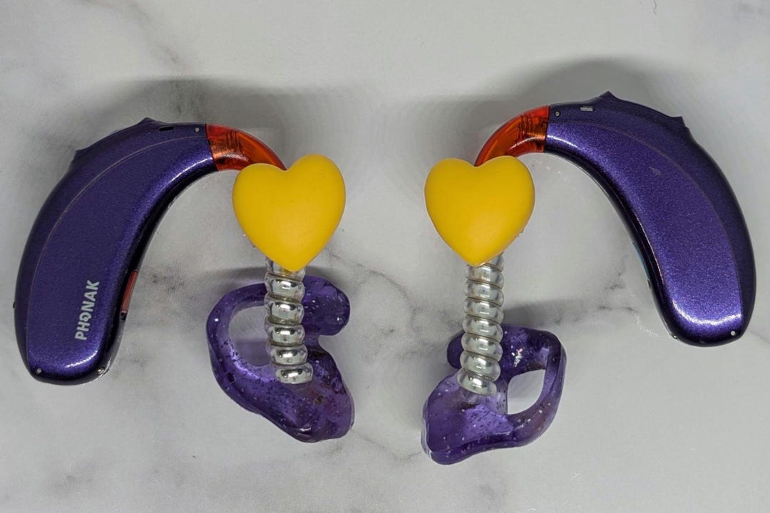 Yellow Heart Hearing Aid/cochlear Implant Charms - Etsy