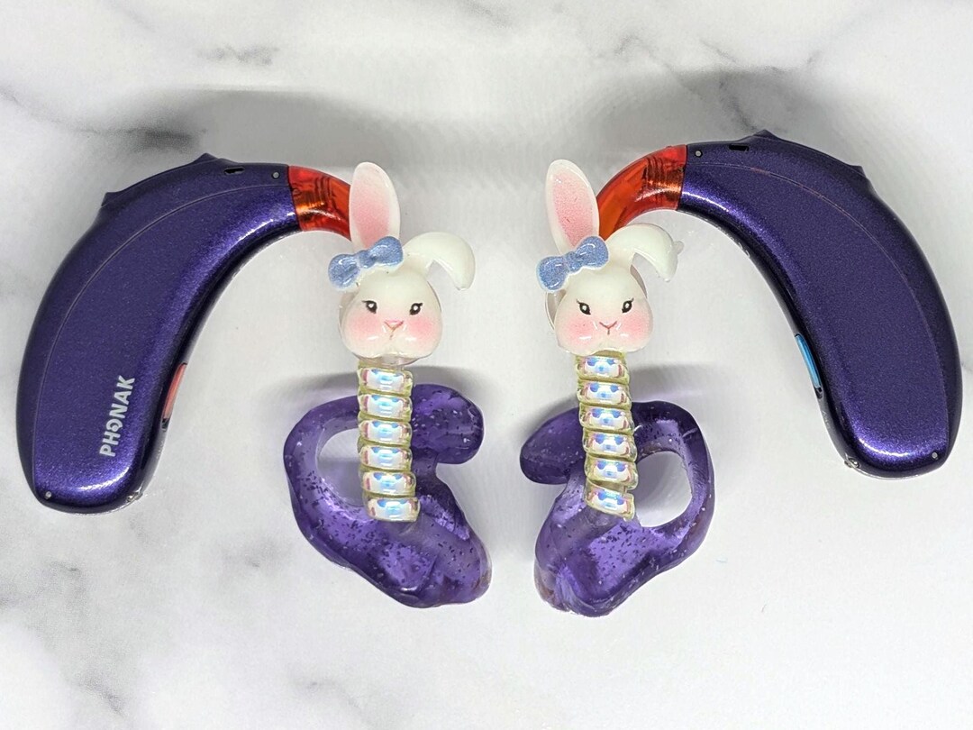 Bunny With Bow Hearing Aid/cochlear Implant Charms - Etsy