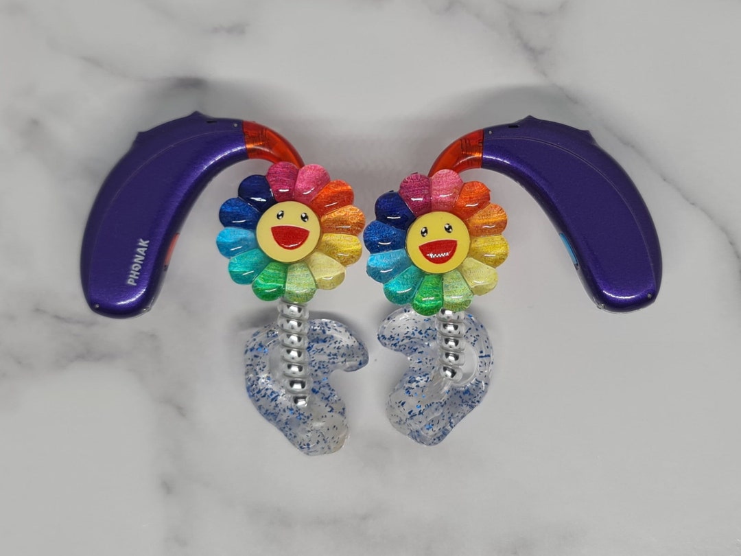 Rainbow Flower Hearing Aid/cochlear Implant Charms - Etsy