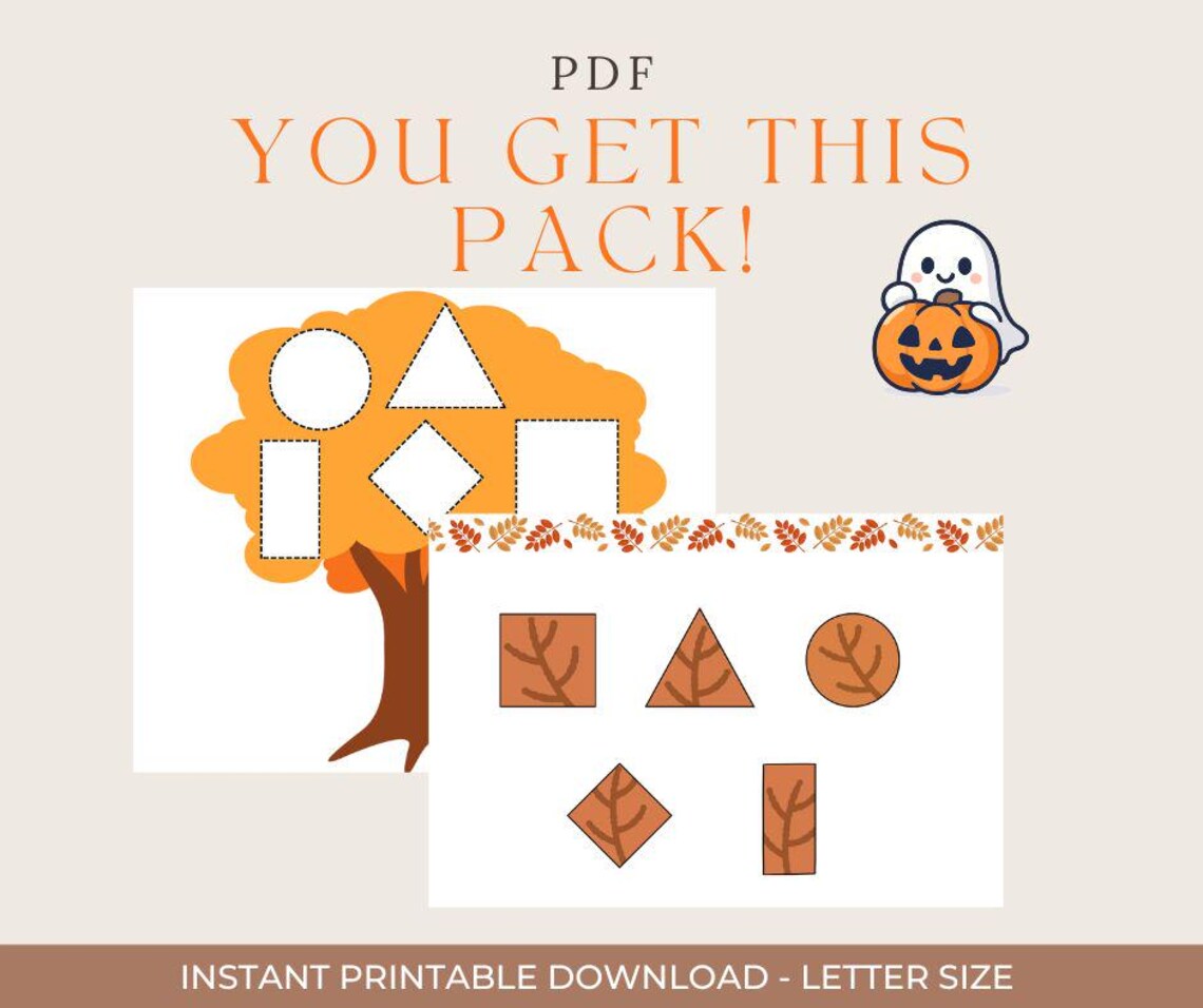 Fall Tree Shape Matching Printable | Toddler Shape Activity | Preschool ...