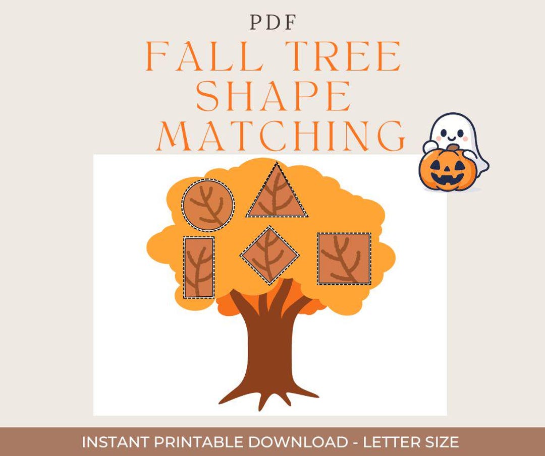 Fall Tree Shape Matching Printable | Toddler Shape Activity | Preschool ...