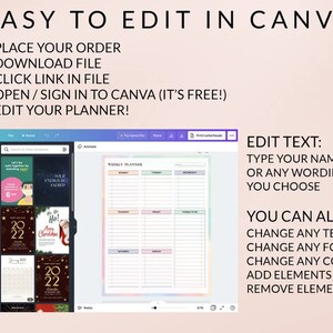 Weekly Planner Printable Editable CANVA Planner Template Personalized Planner One Week to Do ...