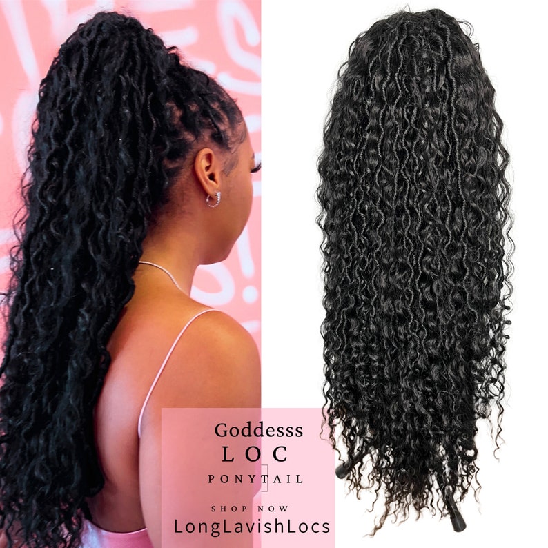 30 Inch Long Curly Ponytail With Goddess/boho Style Locs Synthetic ...