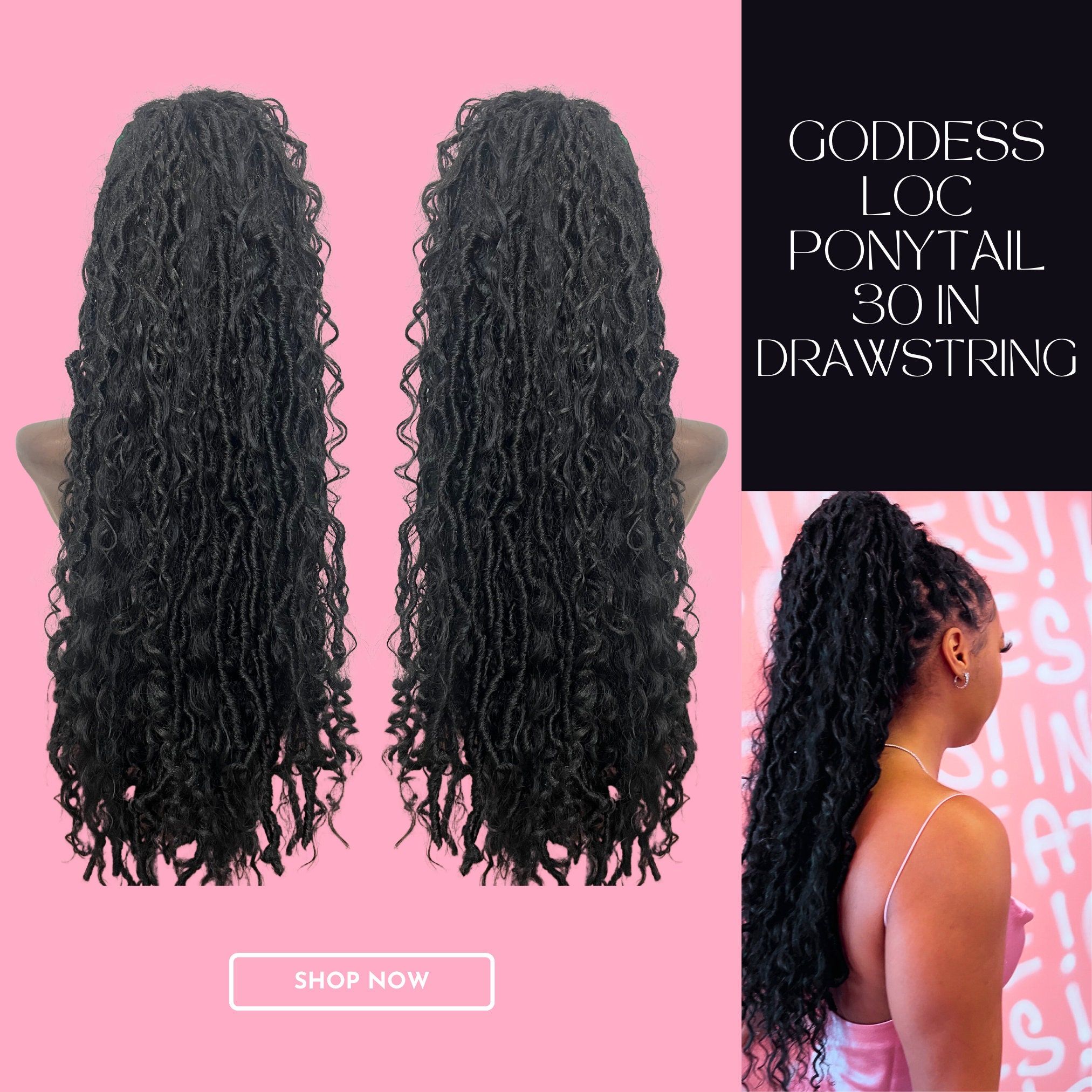 30 Inch Long Curly Ponytail With Goddess/boho Style Locs Synthetic ...