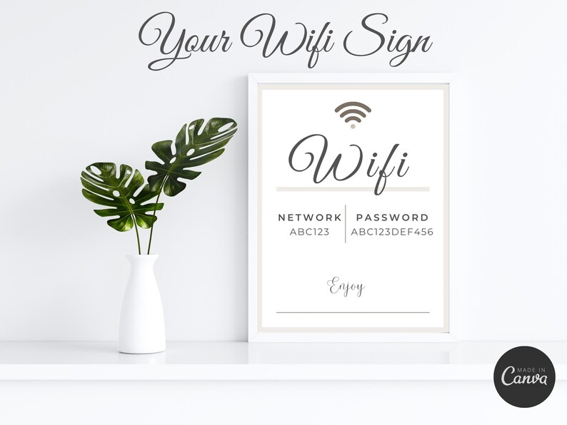 Wifi Sign Welcome Sign Wifi Network Password Sign Minimalist - Etsy