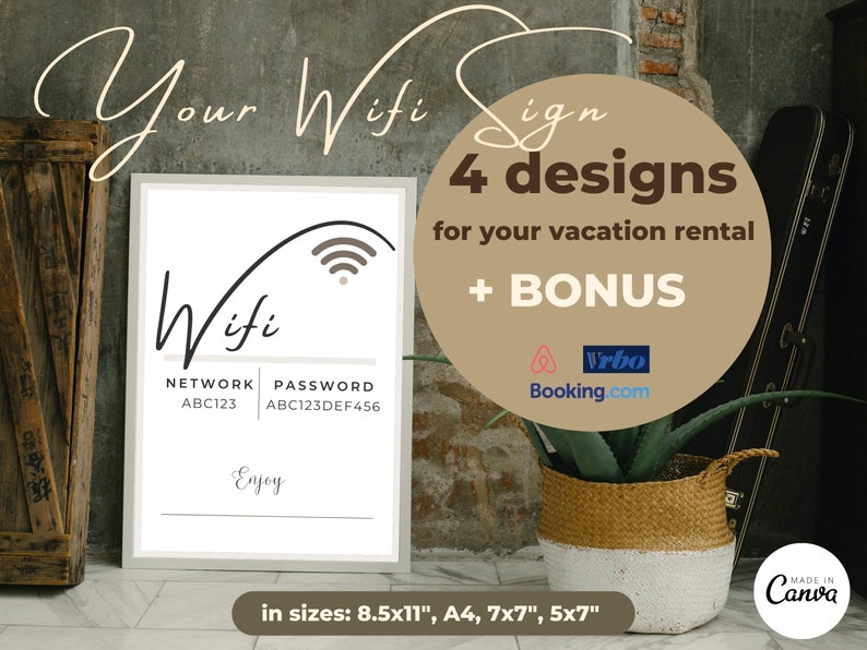 Wifi Sign Welcome Sign Wifi Network Password Sign Minimalist - Etsy