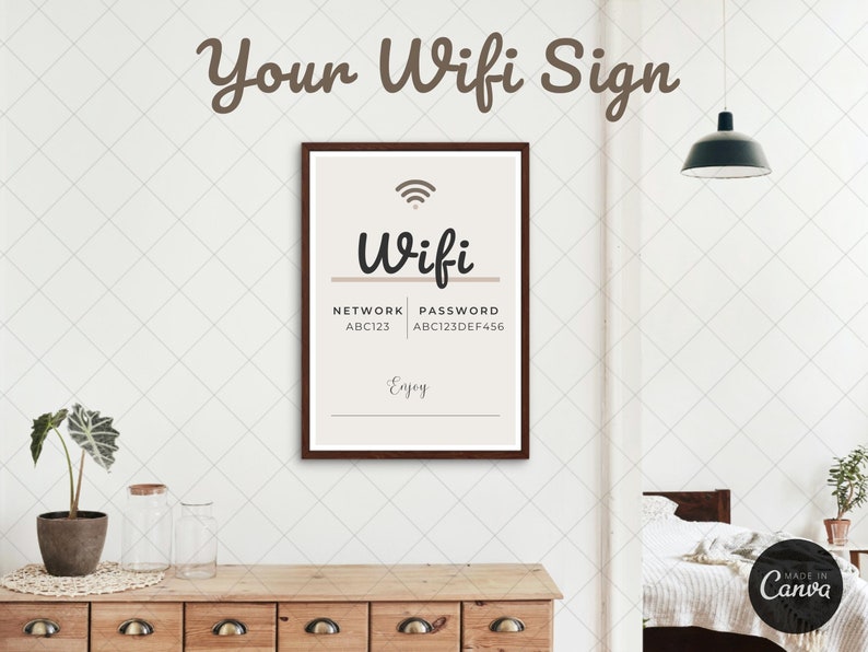Wifi Sign Welcome Sign Wifi Network Password Sign Minimalist - Etsy