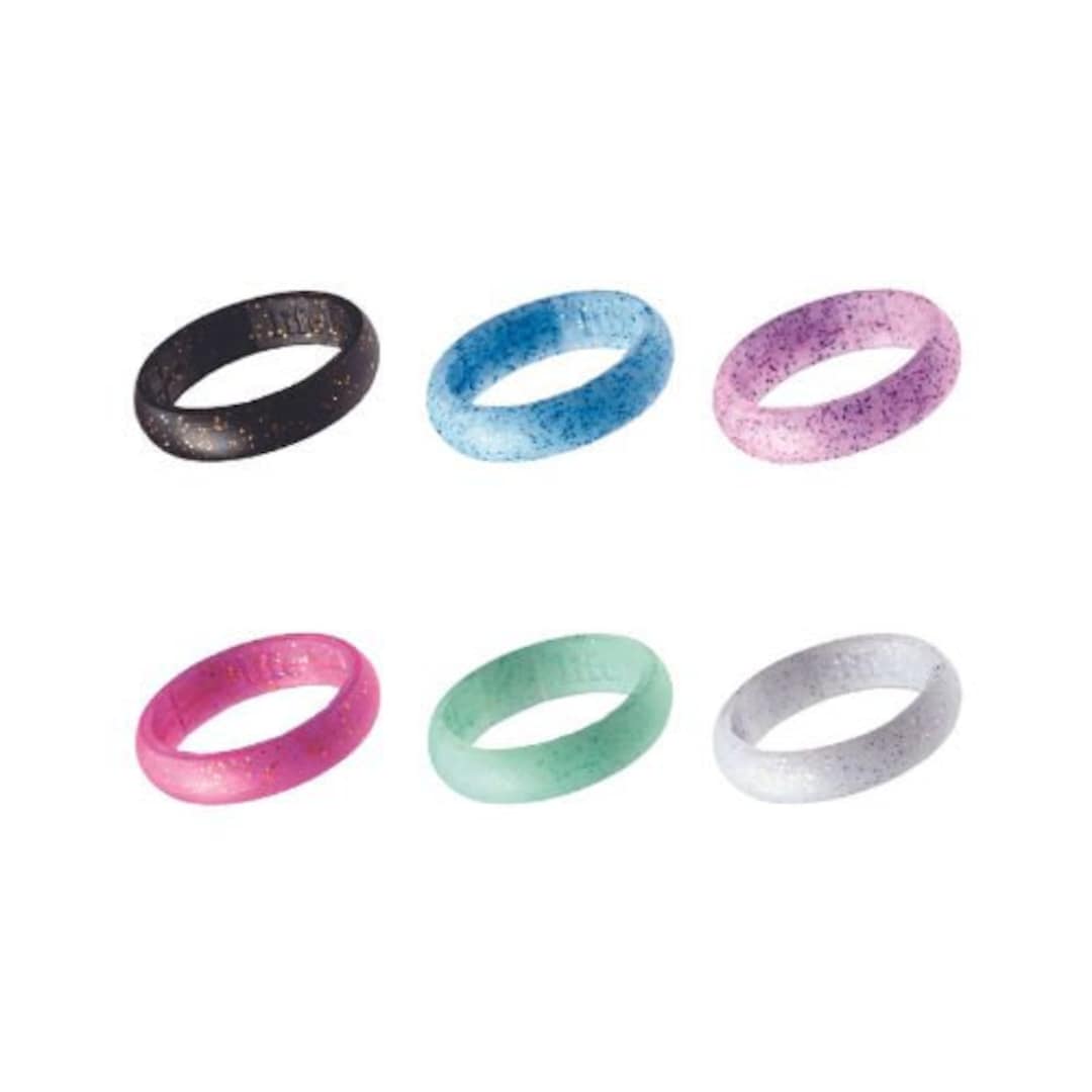 Silicone/ Rubber Wedding Rings/ Bands- Glitter (pack of 6) - Etsy