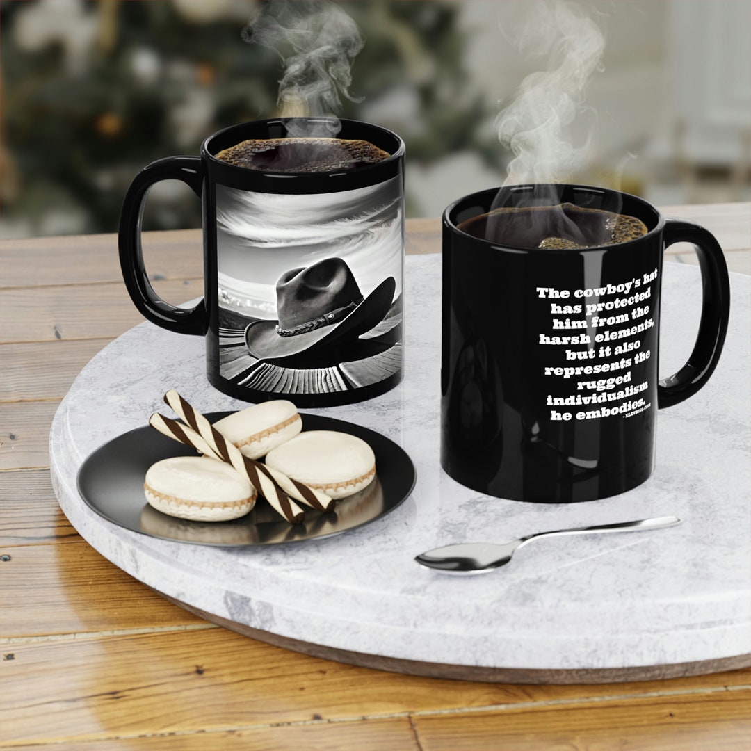 Black Cowboy Coffee Cup Black Rugged Hat, Montana Coffee Lovers ...