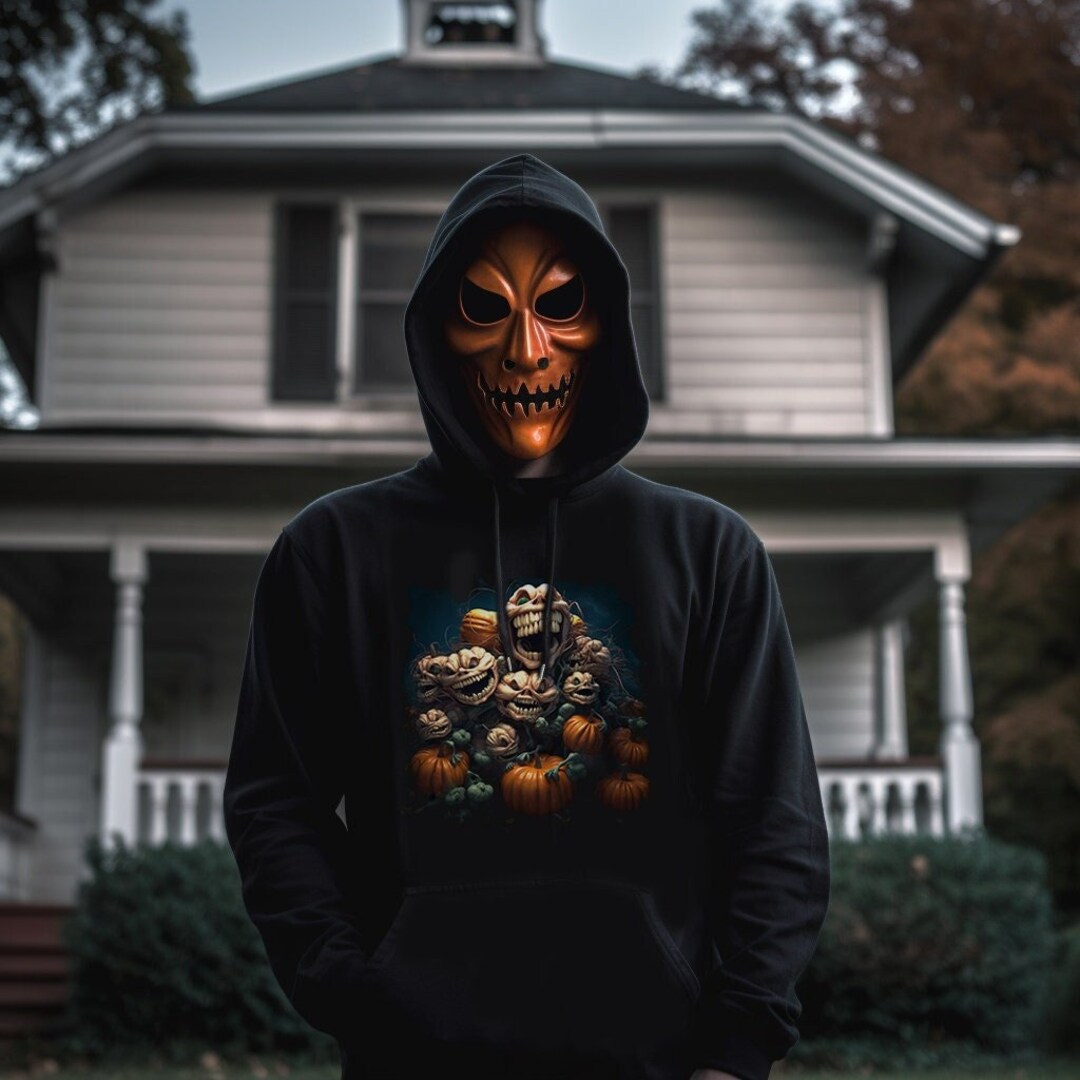 Halloween Hoodie Disturbing Pumpkin Spooky Killer Pumpkins Hooded ...