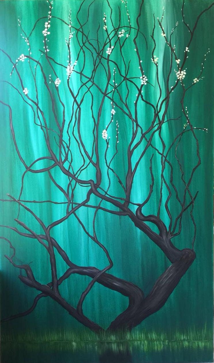 Emeraldd Green "tree of Life" ORIGINAL Extra Large Signed Oil on Canvas ...