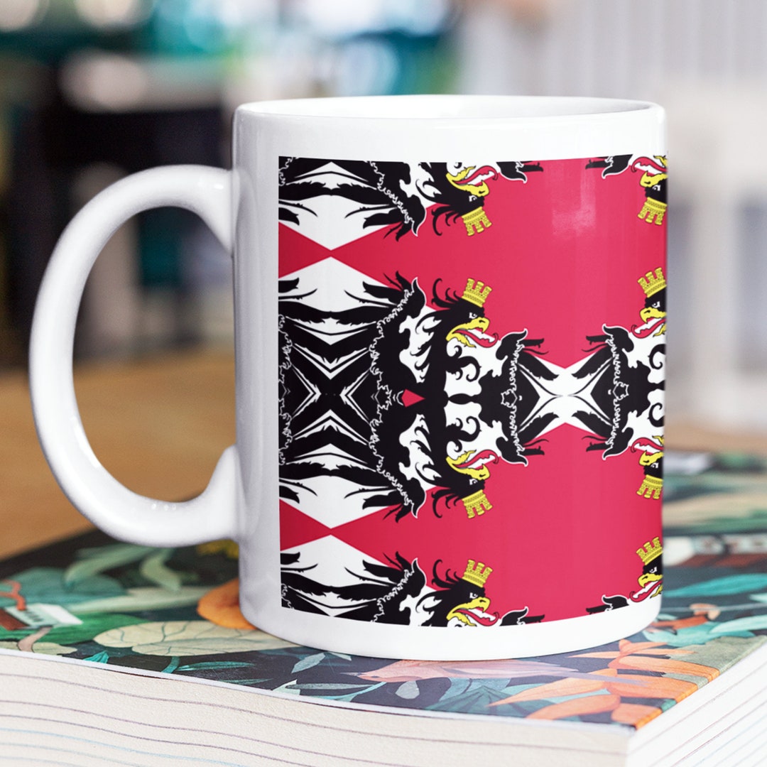 Austria Flag Themed Funky Mug, Patriotic Coat of Arms Colours, Unique ...