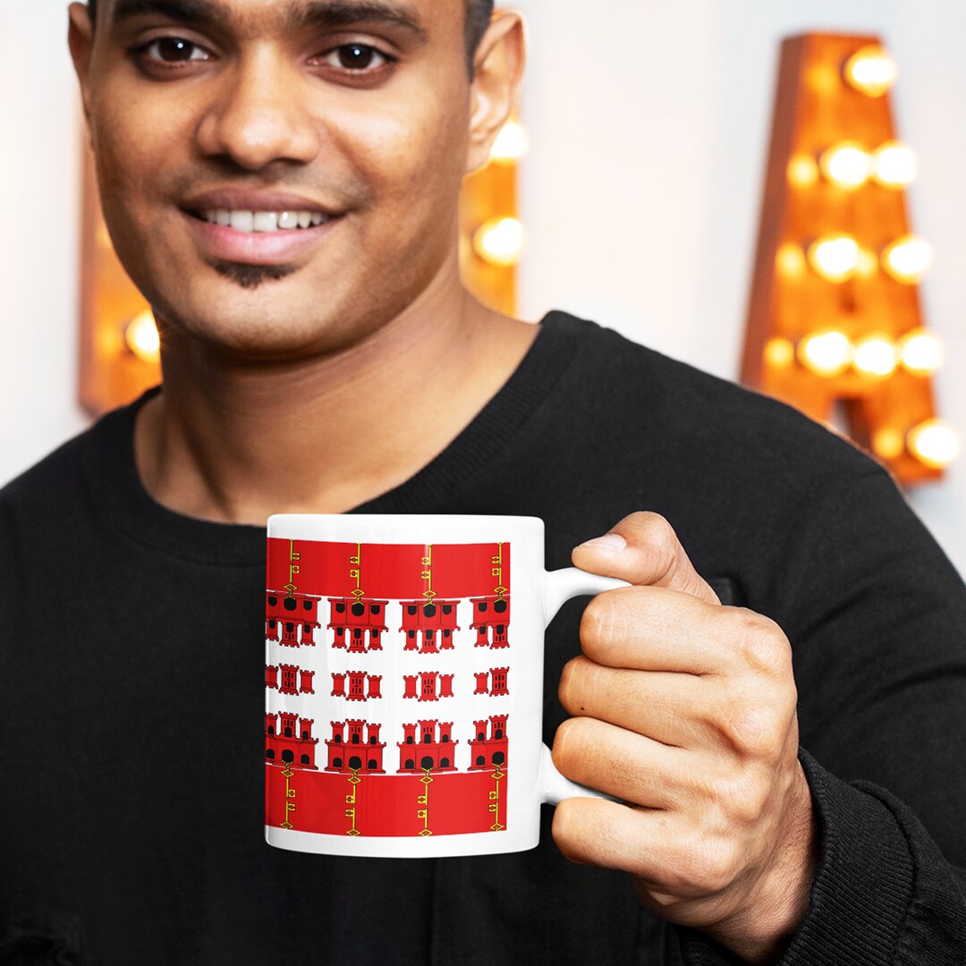 Gibraltar Flag Patriotic Coat of Arms Funky Mug, Gibraltar National ...