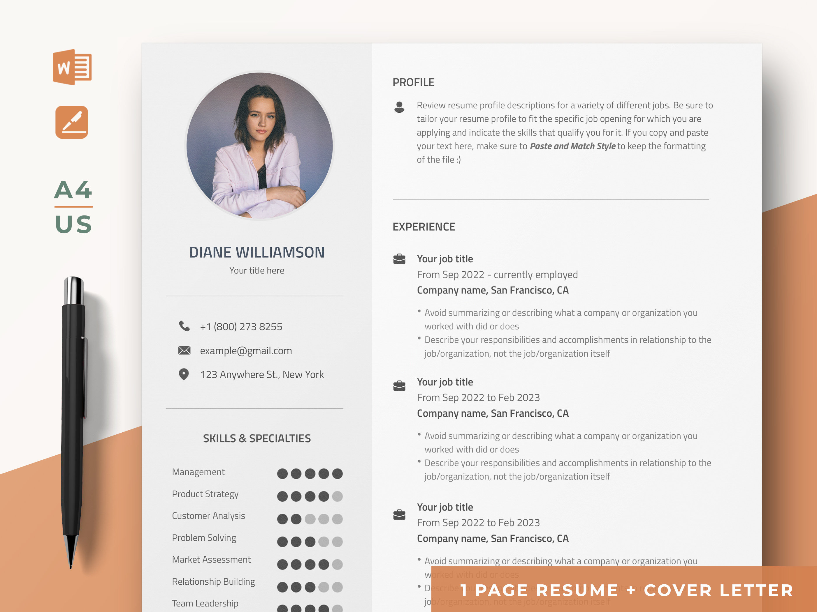 Refined and Stylish Resume Template With Photo, Easy and Elegant One ...