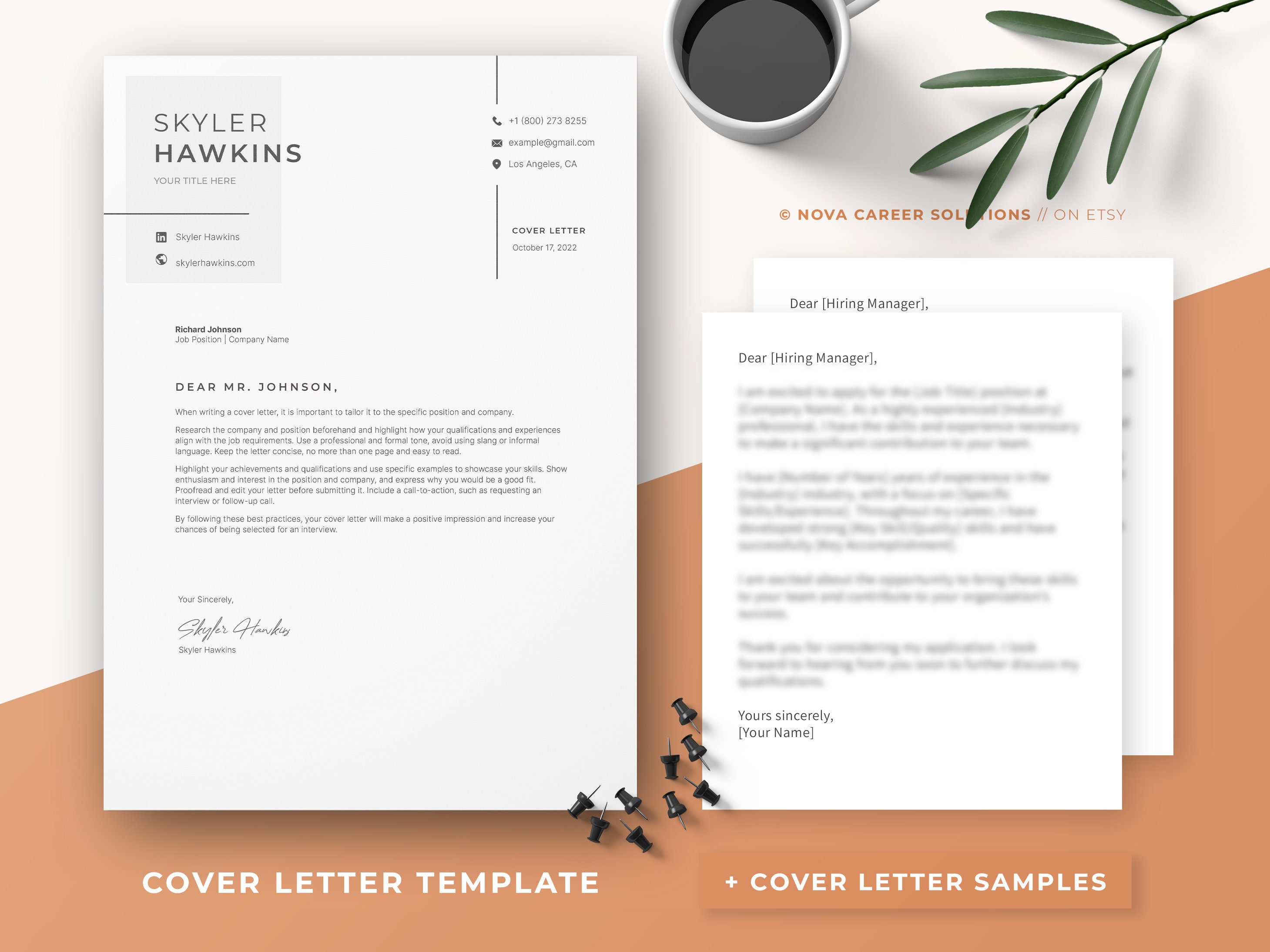 Two Page Modern Resume Template With Timeline and Matching Cover Letter ...