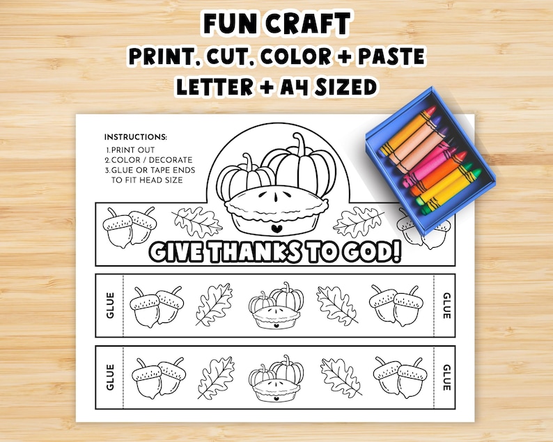 Sunday School Thanksgiving Craft: Give Thanks to God Paper Crown ...