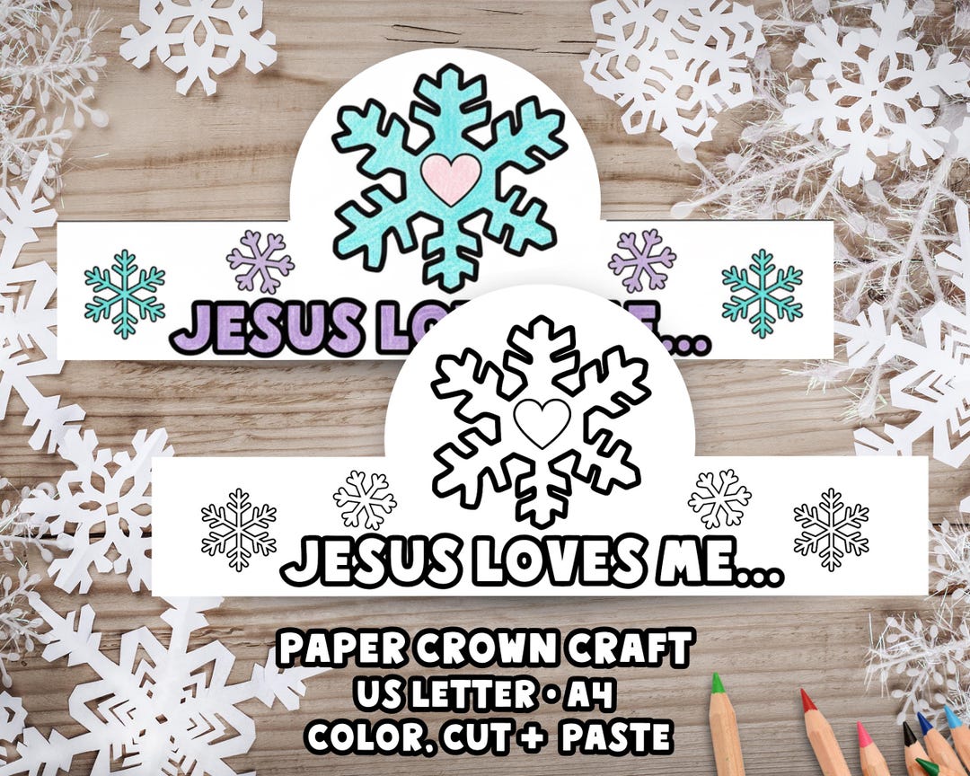Winter Bible Craft: Snowflake Coloring Paper Crown Headband, Bible ...