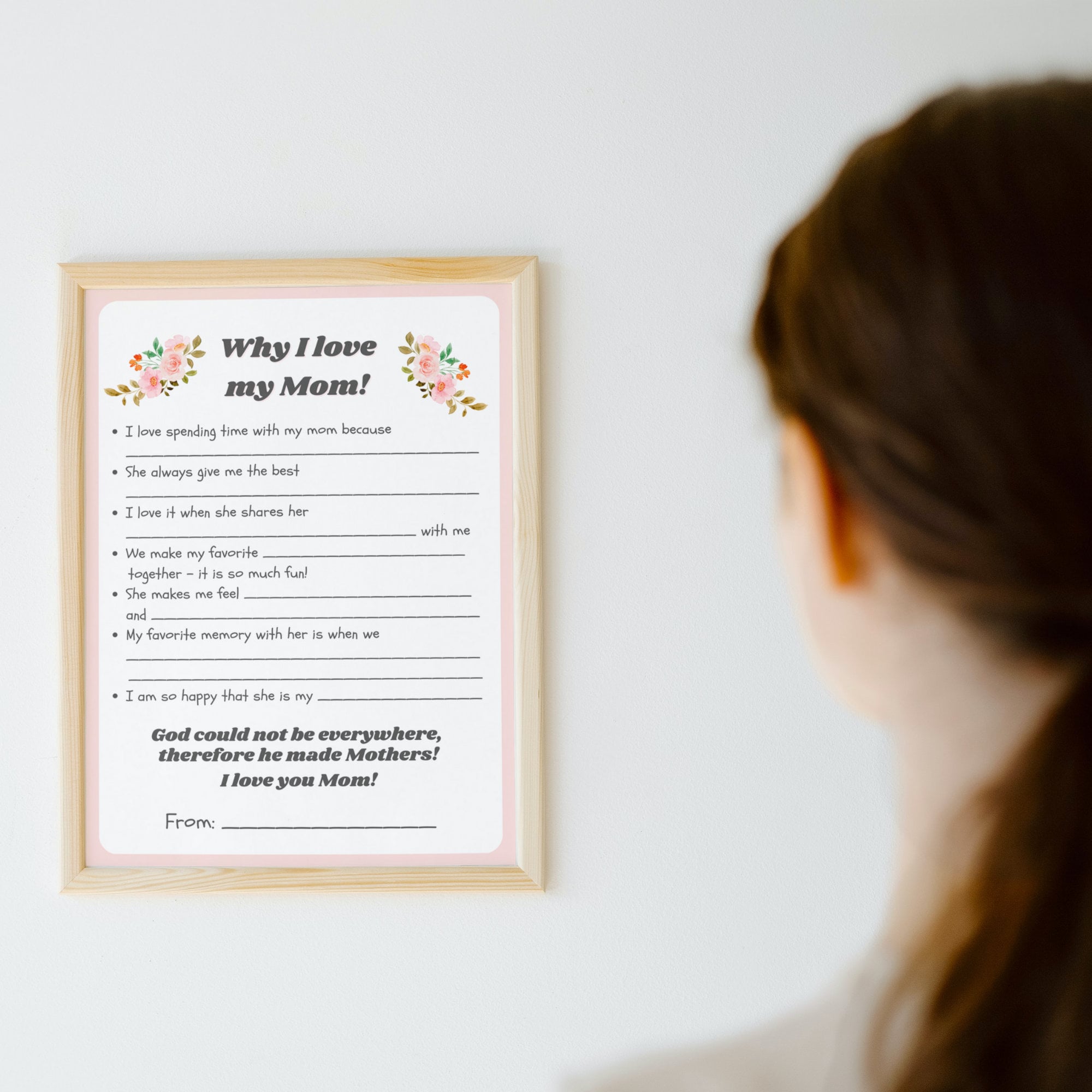 Mothers Day Sunday School Craft, Why I Love My Mom Fill in the Blank ...