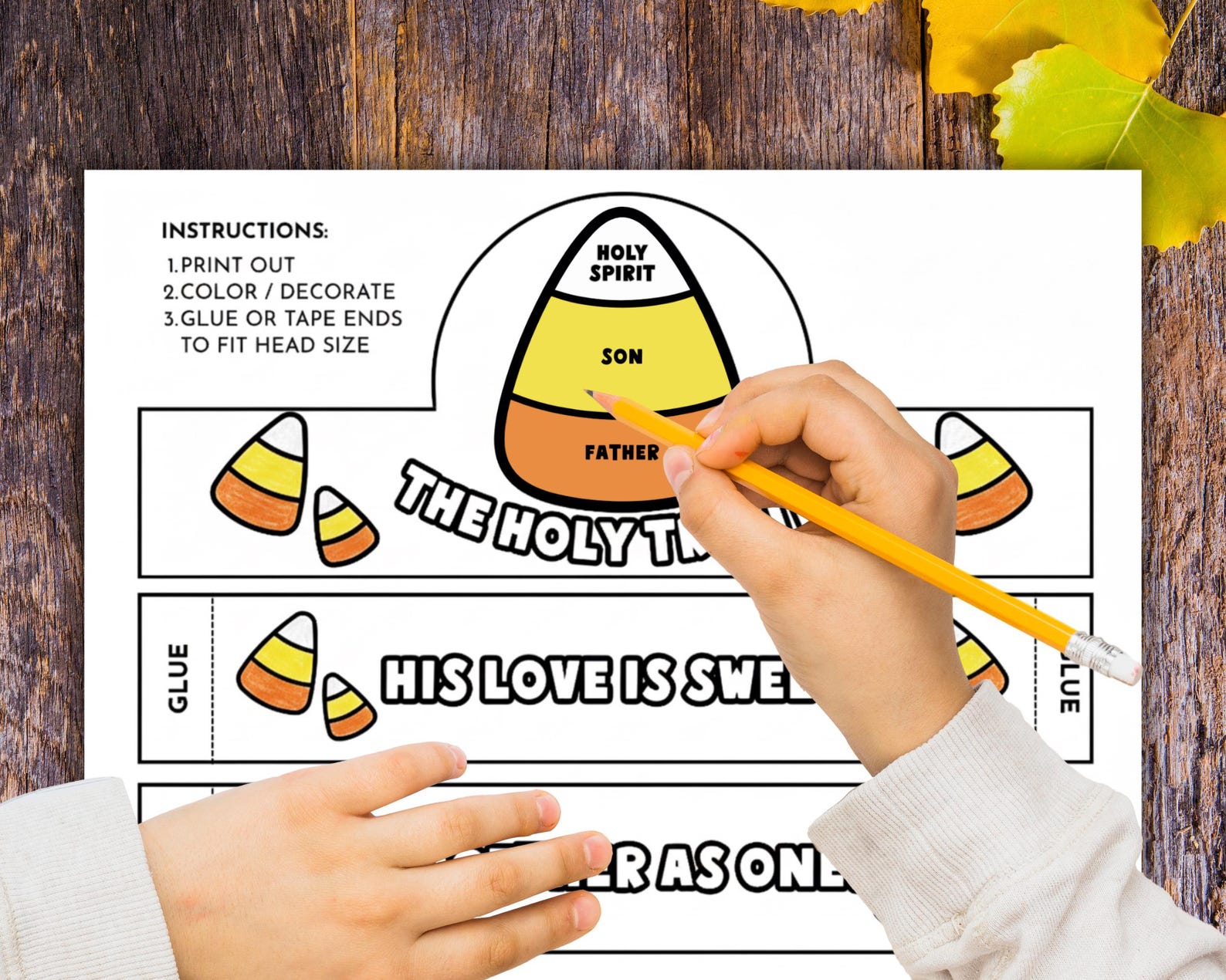 Christian Halloween Craft: Candy Corn Holy Trinity Paper Headband Crown ...