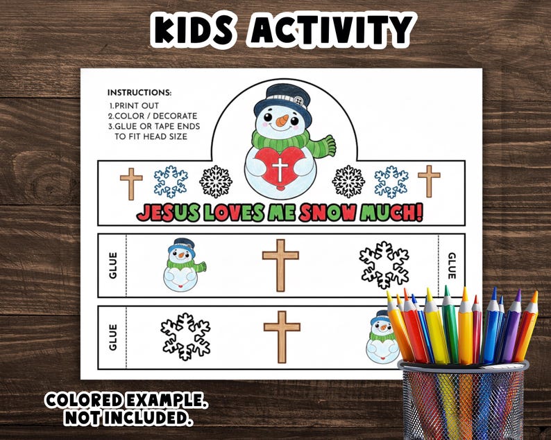 Winter Sunday School Craft: Snowman Coloring Paper Crown Headband ...