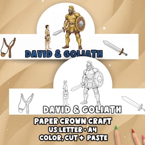 David + Goliath Sunday School Craft: Biblical Character Activity, Paper ...