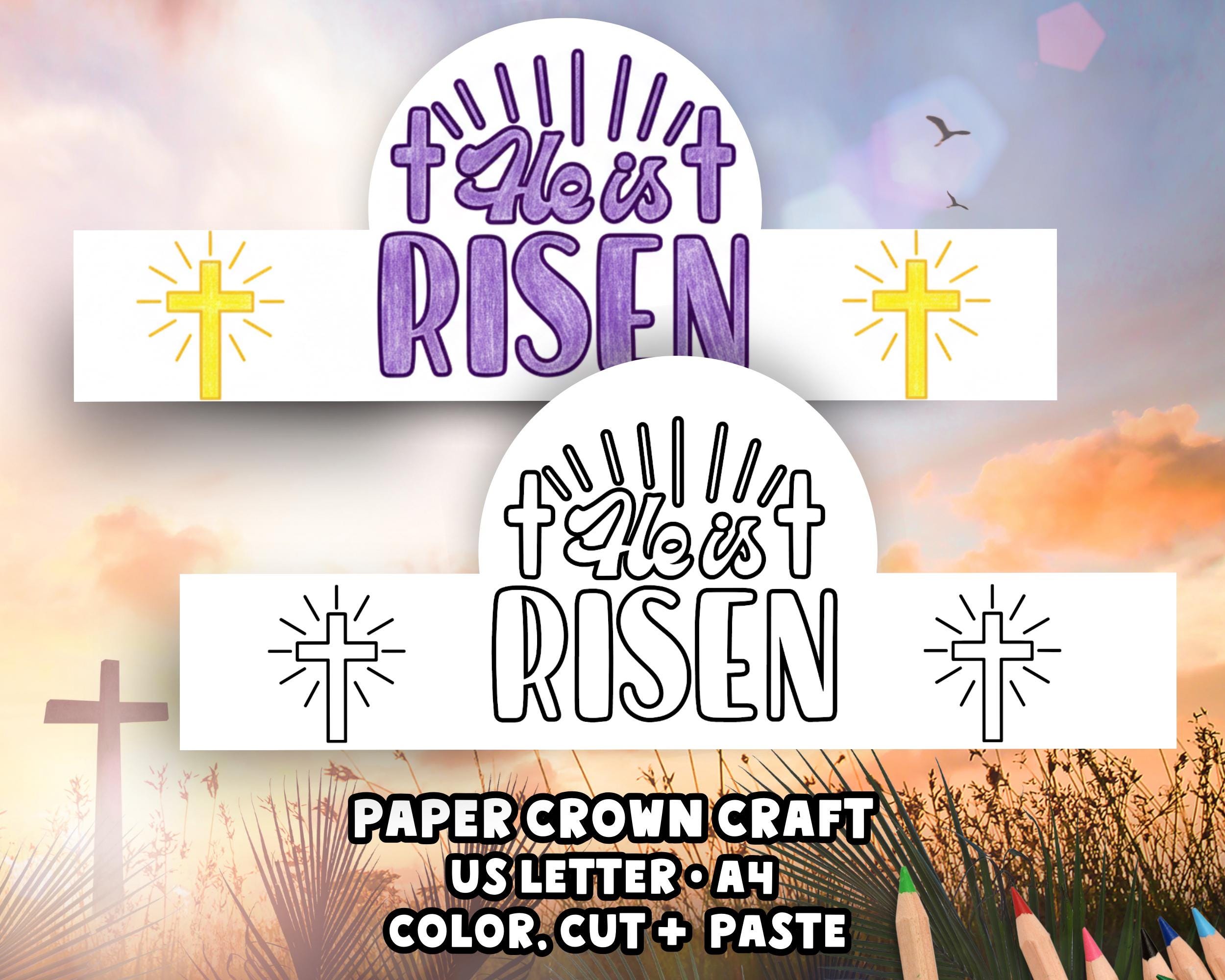 He is Risen Easter Sunday School Craft: Jesus Resurrection Coloring ...