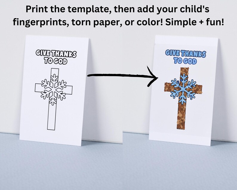 Winter Bible Craft: Sunday School Craft, Give Thanks to God Torn Paper ...