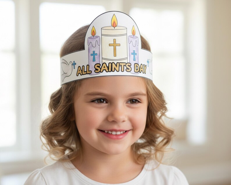 All Saints Day Craft: Sunday School Paper Crown Headband, Bible Study Activity, Coloring Page ...