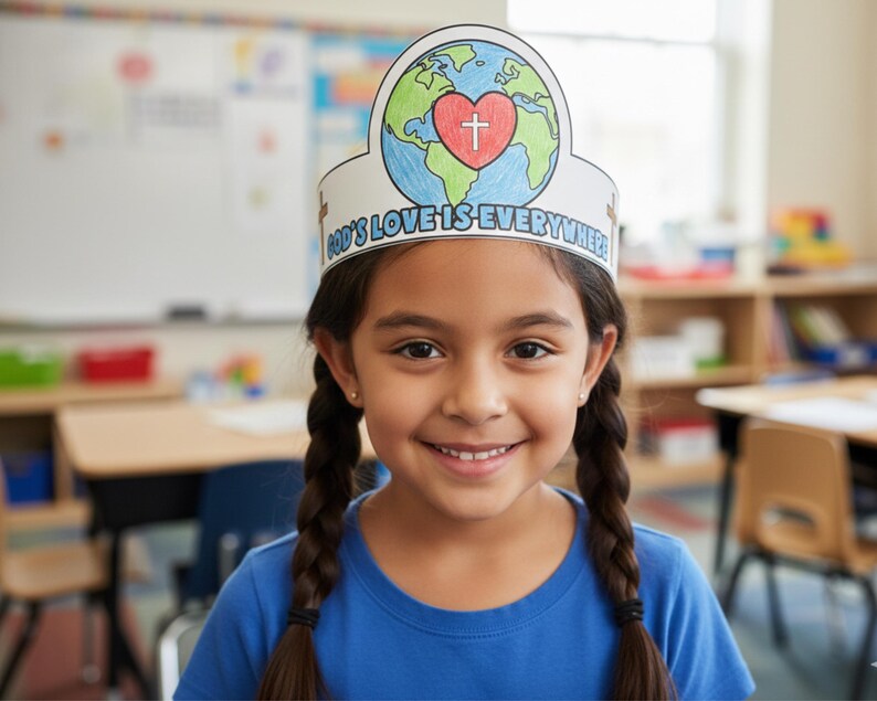 Kids Bible Craft: God's Love is Everywhere Coloring Paper Crown ...