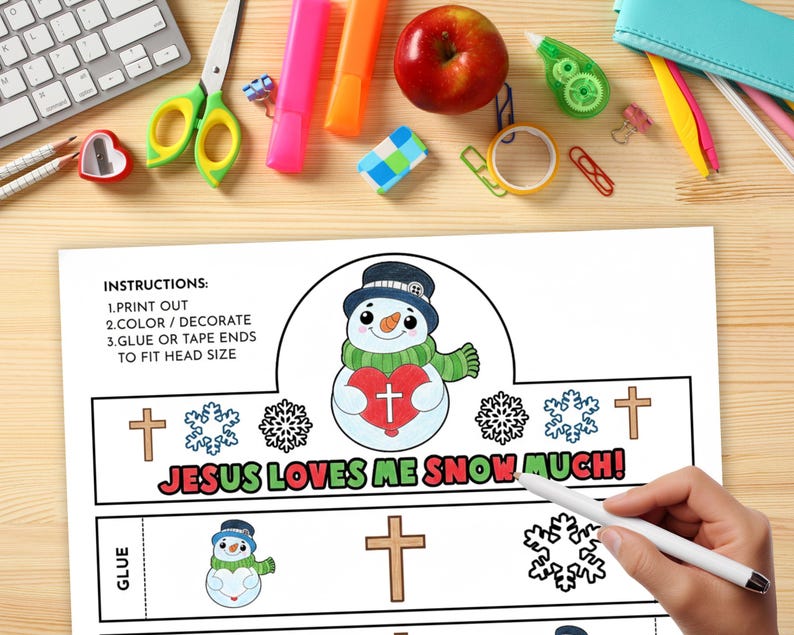 Winter Sunday School Craft: Snowman Coloring Paper Crown Headband ...