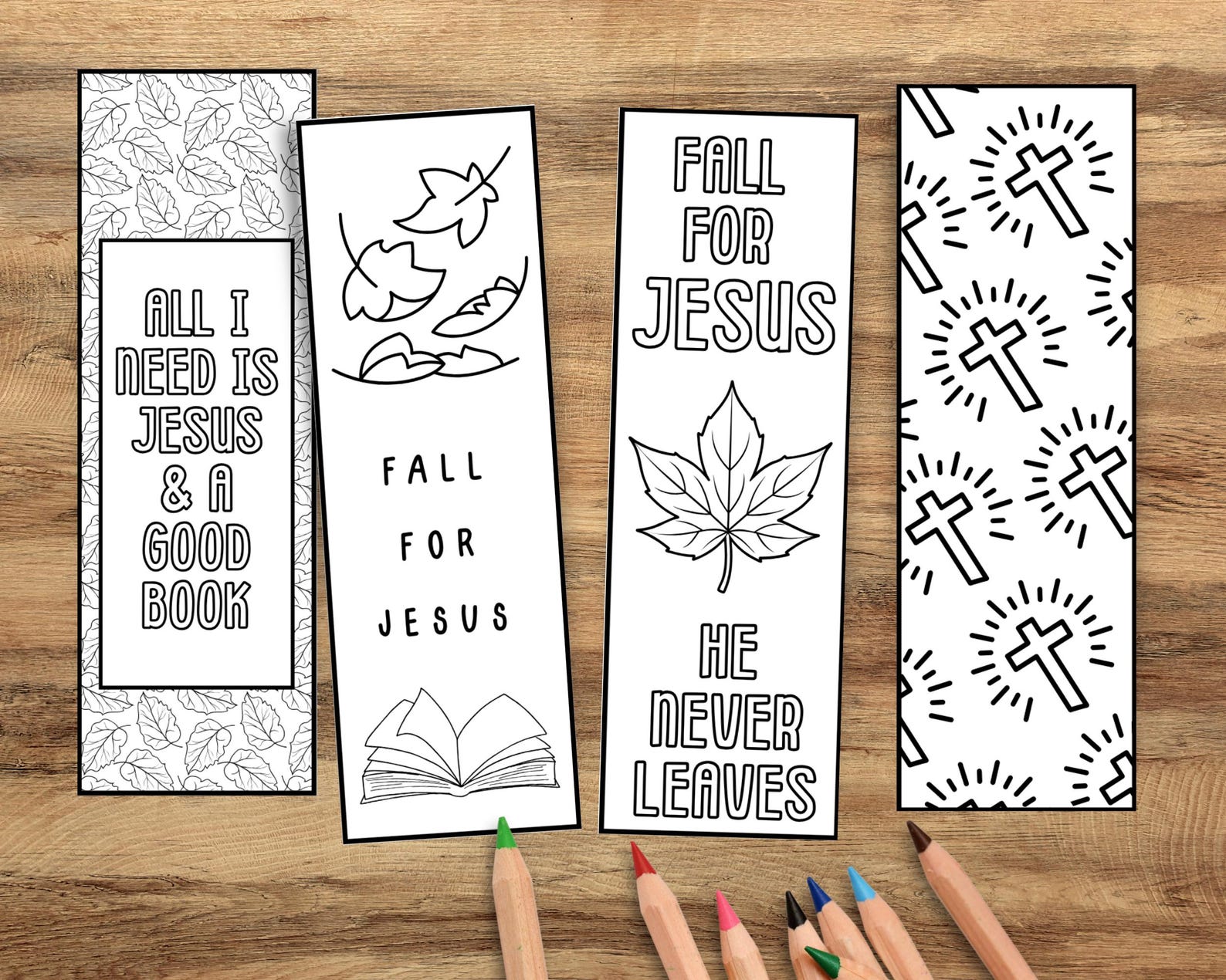 Fall for Jesus: Christian Coloring Bookmark, He Never Leaves, Kids ...