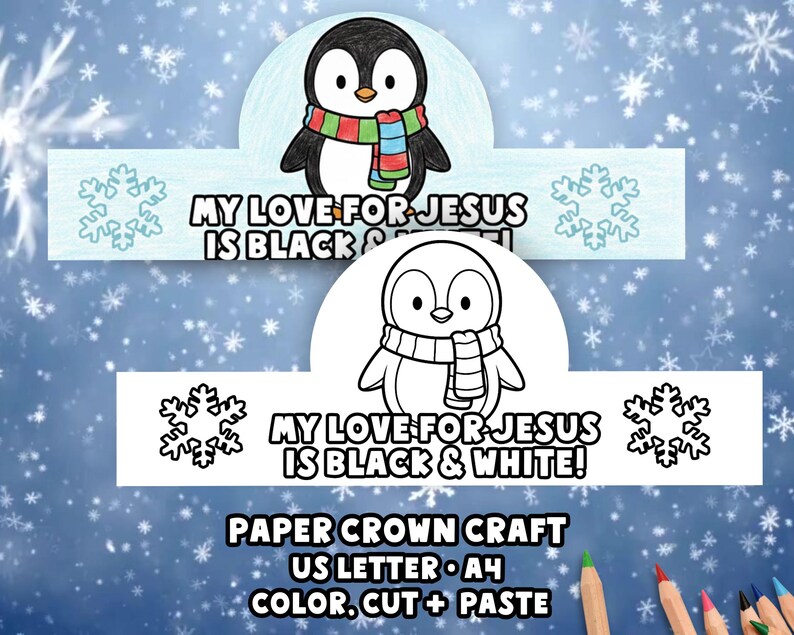 Winter Bible Craft: Snowflake Coloring Paper Crown Headband, Bible ...