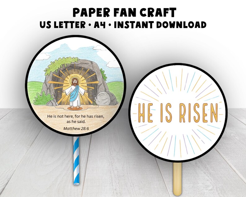 Easter Sunday School Craft: He is Risen Ornament Craft, Fan Craft, Kids ...