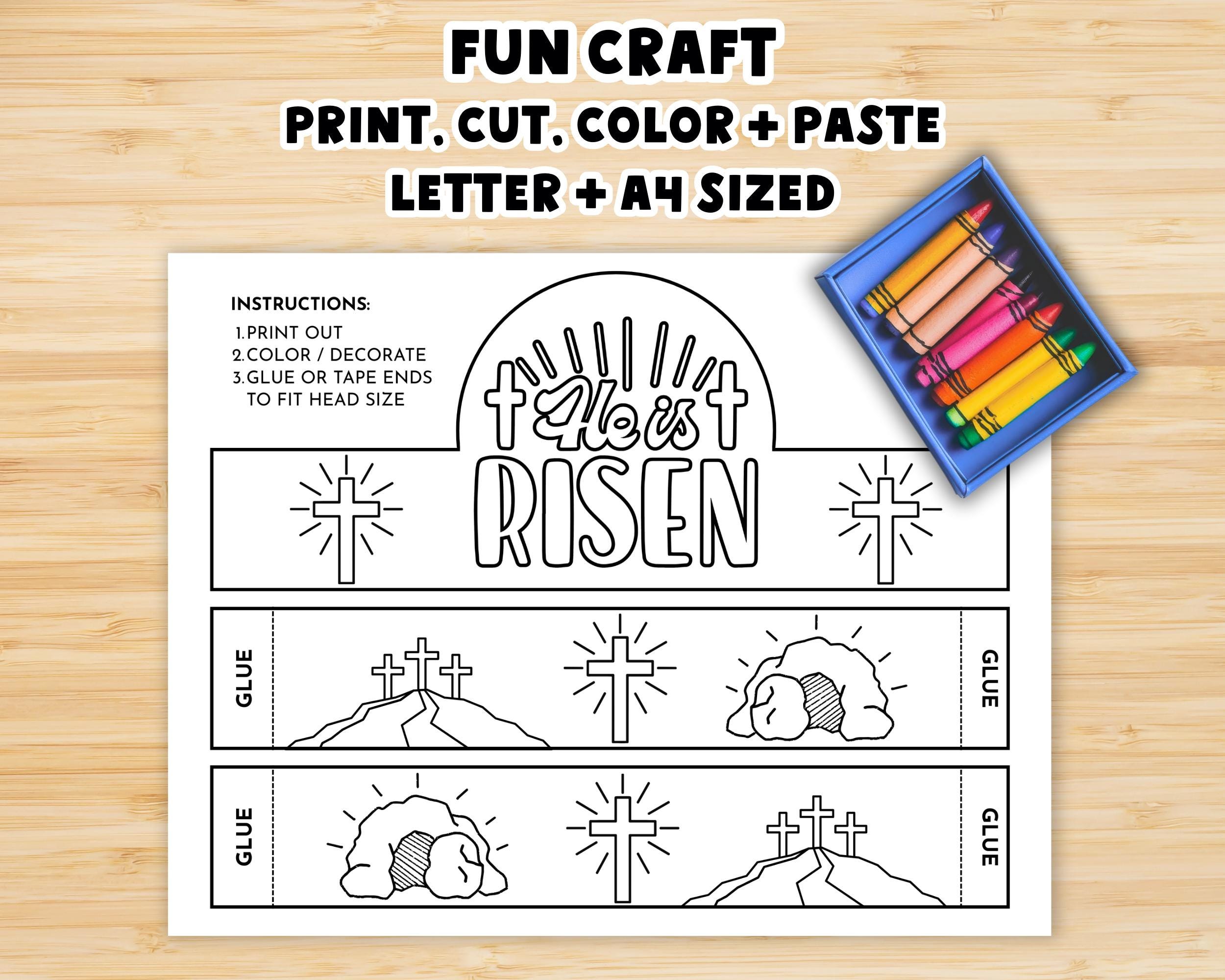 He is Risen Easter Sunday School Craft: Jesus Resurrection Coloring ...