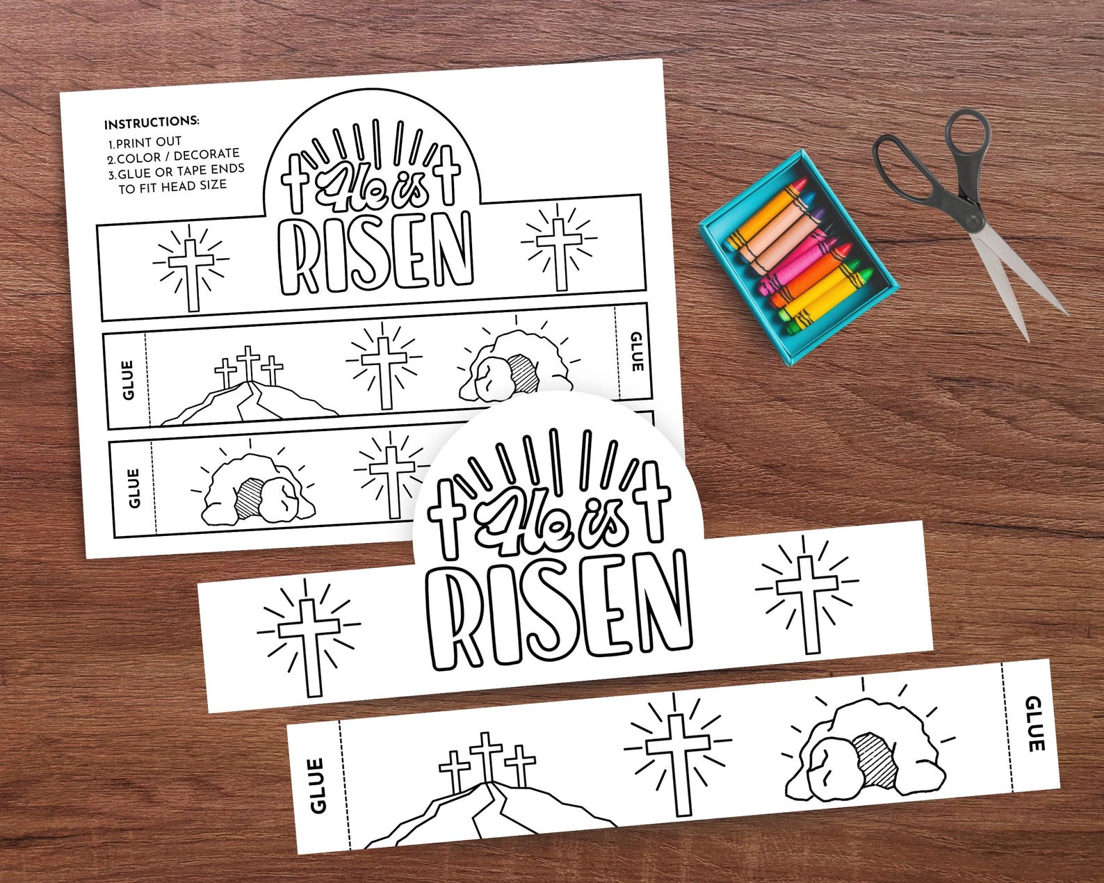 He is Risen Easter Sunday School Craft: Jesus Resurrection Coloring ...