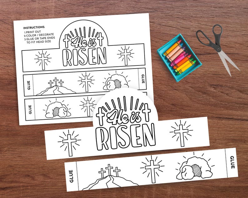 He is Risen Easter Sunday School Craft: Jesus Resurrection Coloring ...