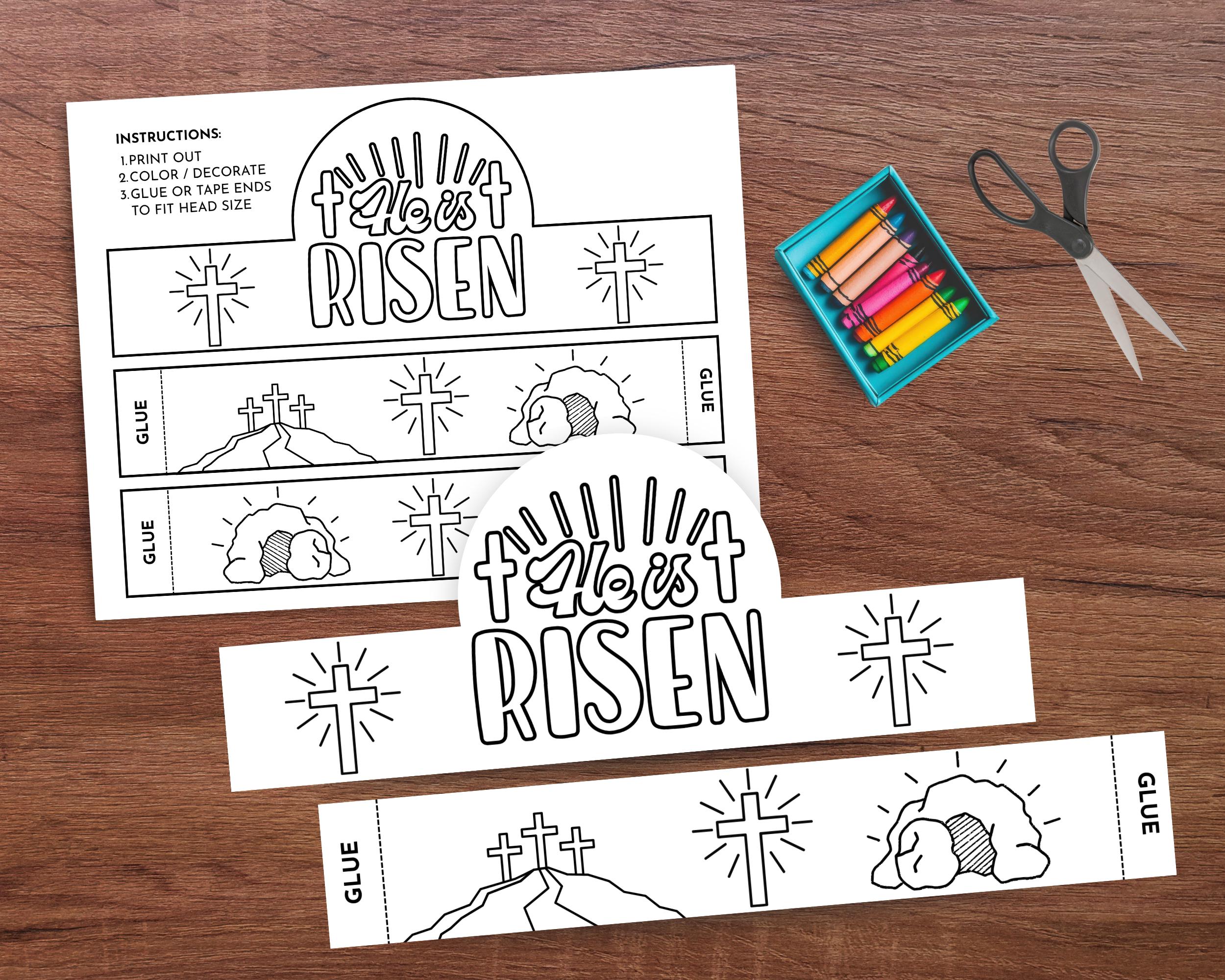 He is Risen Easter Sunday School Craft: Jesus Resurrection Coloring ...