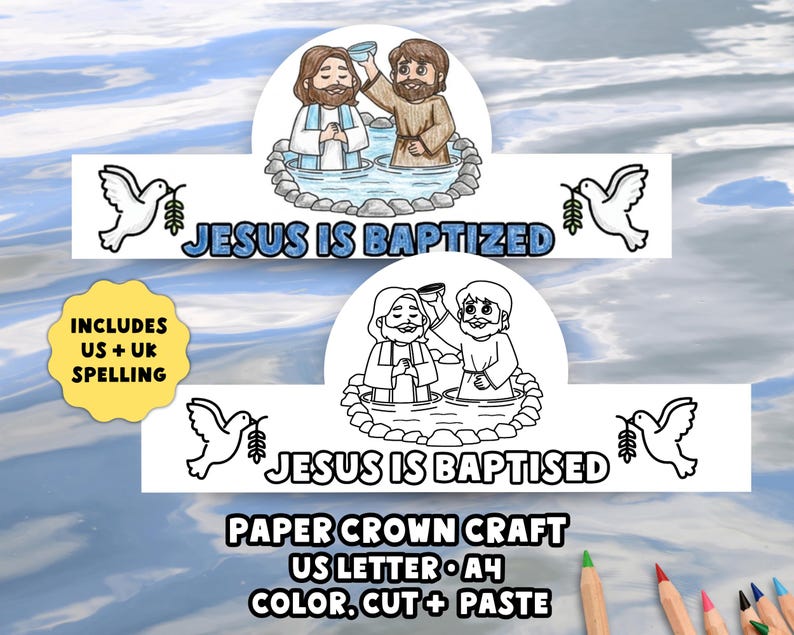 Jesus Baptism Craft: Baptism of the Lord Sunday School Activity, Jesus ...