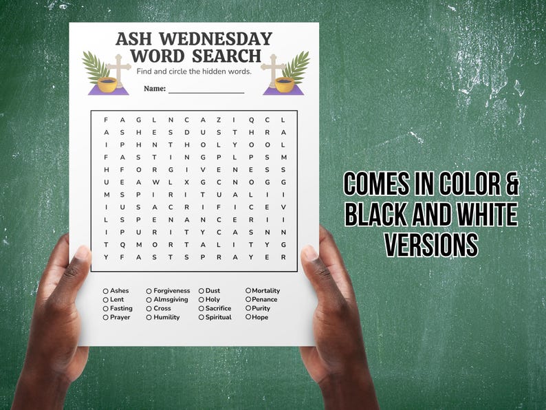 Ash Wednesday Wordsearch Activity: School Lesson, Bible Study, Easter ...