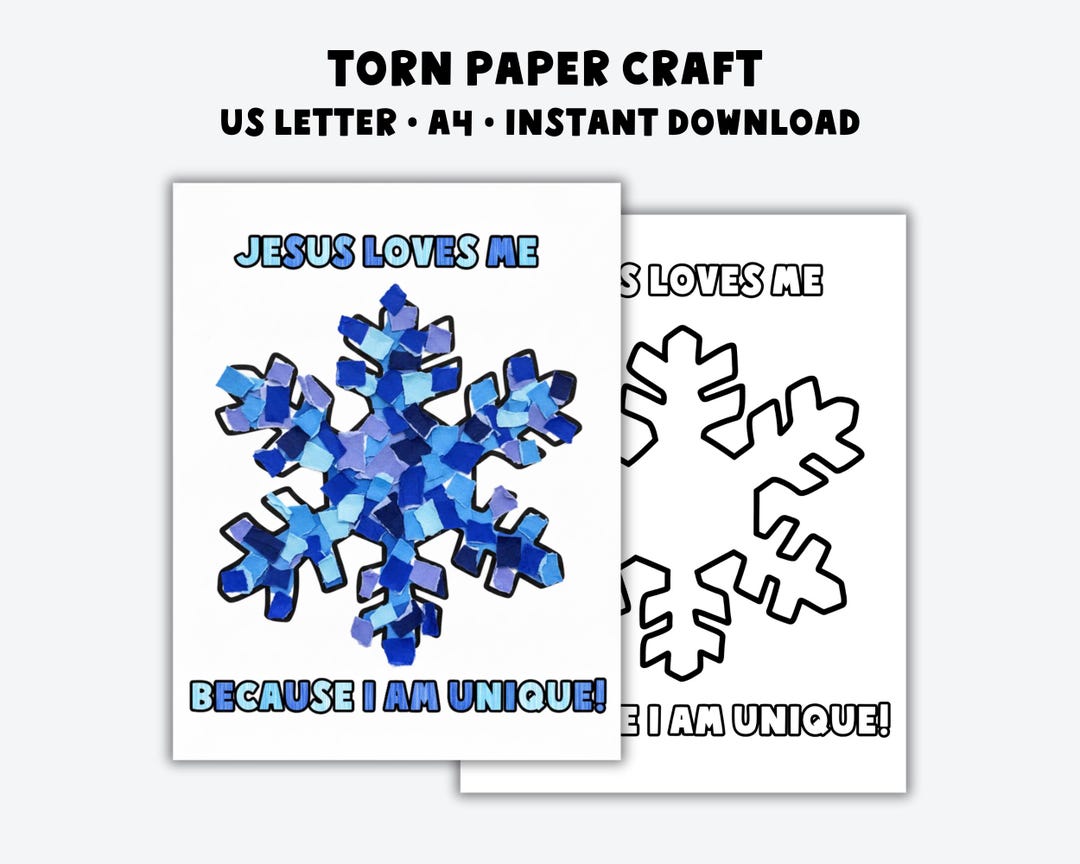 Winter Sunday School Craft: Snowflake Torn Paper Activity, Jesus Love ...