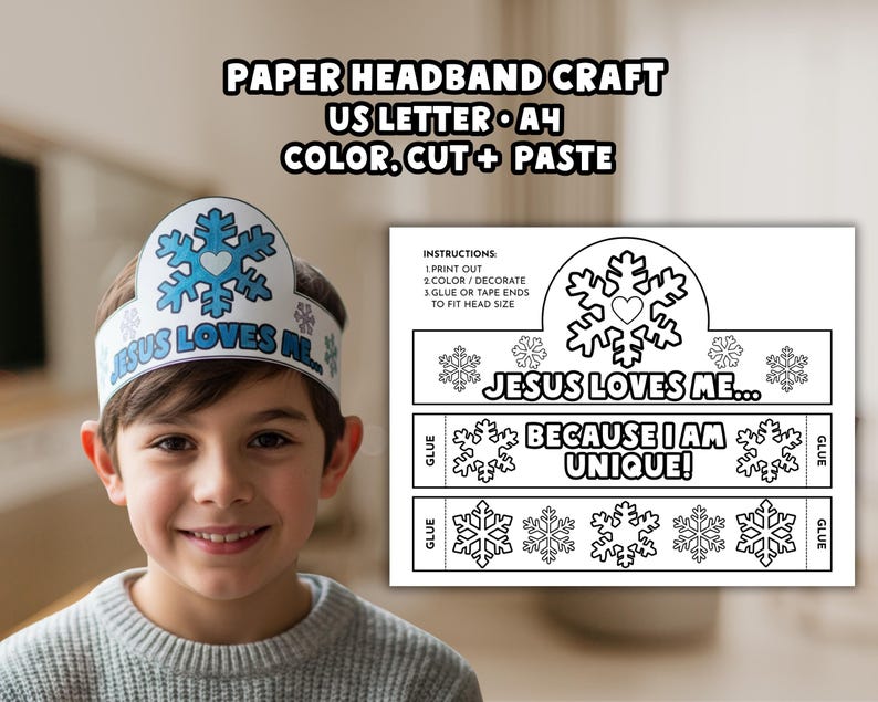 Winter Bible Craft: Snowflake Coloring Paper Crown Headband, Bible ...