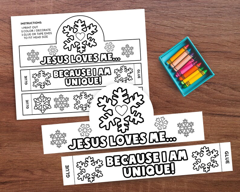 Winter Bible Craft: Snowflake Coloring Paper Crown Headband, Bible ...